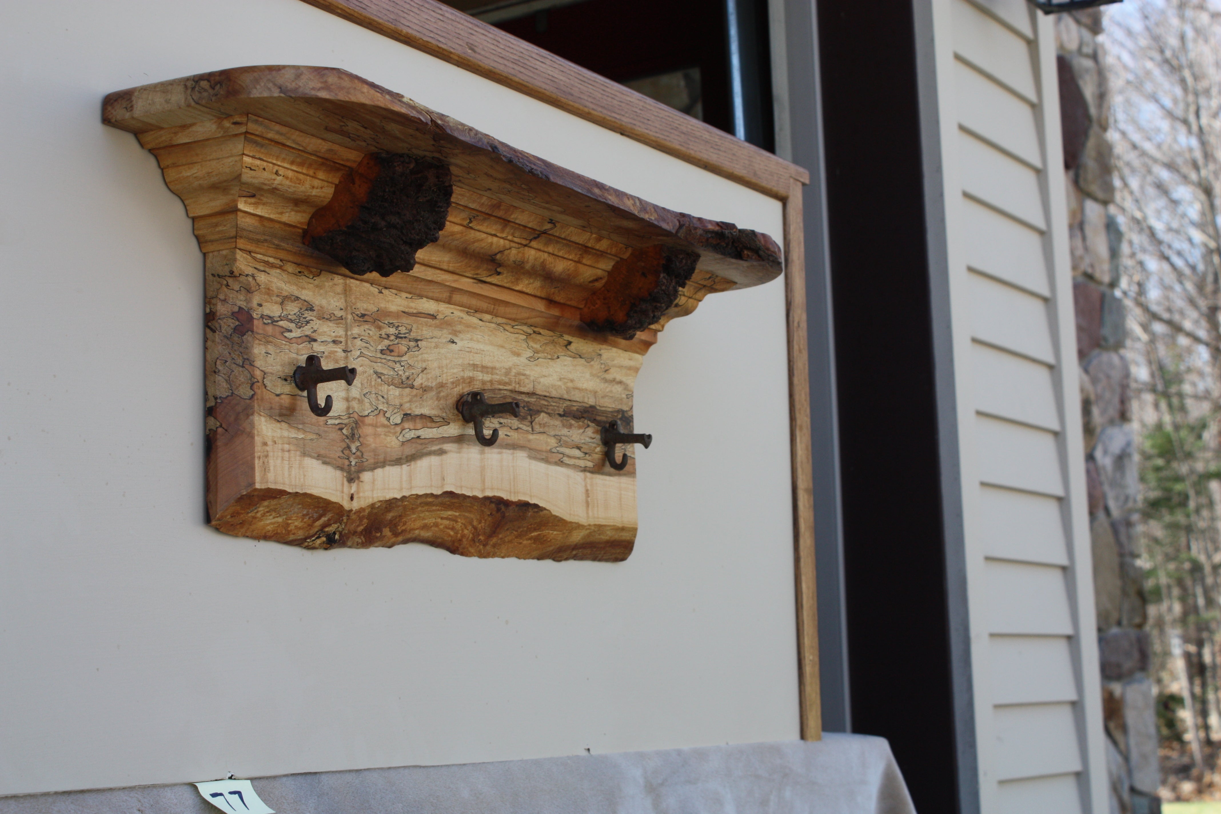 Adirondack Rustic Shelf; wall mounted live edge maple with syrup tap ...